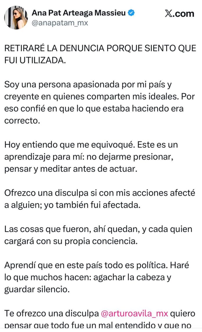 Defensoras de Ana Patricia Arteaga le reclaman montaje