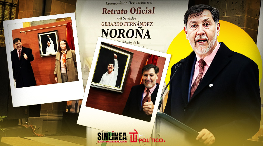 Fernández Noroña devela su retrato oficial en el Senado